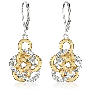 MORGAN & PAIGE Two Tone 18k Yellow Gold and Rhodium Plated 925 Sterling Silver Celtic Knot Drop Earrings