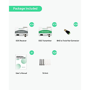 LINOVISION POE Over Coax EOC Converter IP Over Coax Max 3000ft Power and Data Transmission Over Regular RG59 Coaxial Cable for Upgrading Analog Surveillance System to IP Surveillance System (10 Pack)