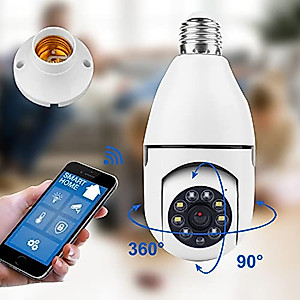Light Bulb Security Camera: 360 Degree Light Bulb Cam, Wireless Light Bulb Security Camera Wireless WiFi Light Bulb 1080P Light Socket Security Cameras Outdoor Home Security Smart Motion Detection