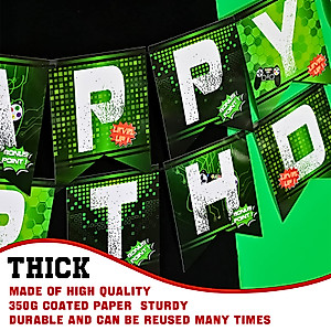 WERNNSAI Game Birthday Banner - Video Game Party Supplies Happy Birthday Bunting Garland for Boys Kids Player Geeks Gaming Themed Party Decorations Assembled