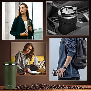 HASAGEI Travel Mug, Insulated Coffee Cup with Leakproof Lid - Vacuum Insulation Stainless Steel for Hot and Cold Water Coffee and Tea (green 380ml)