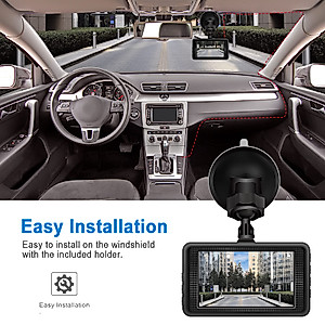 Dash Cam 720P Full HD, On-Dashboard Camera Video Recorder Dashcam for Cars with 3" LCD Display, Night Vision, WDR, Motion Detection, Parking Mode, 120° Wide Angle