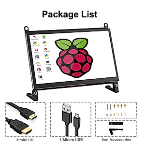 wisecoco 7 Inch Touchscreen Monitor for Raspberry Pi HDMI IPS 1024 x 600 Mini LCD Display for RPI Pi 5/4B/3B 2 Zero B B+ Windows Driver-Free