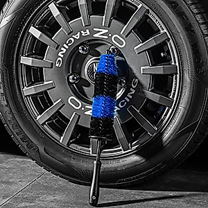 SGCB Car Wheel Rim Detailing Brush for Vehicle, 17 inch Long Auto Soft Bristle Wheel Cleaner Brush No Scratch Tire Rim Scrub Brush Alloy Wheel Shining Washing Scrub Brush Easy Reaching Inside Deep Rim
