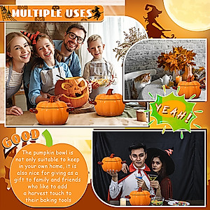 Uiifan 54 oz Ceramic Pumpkin Pot Pumpkin Soup Bowl Baking Pumpkin Bowls Pumpkin Casserole Dish with Lid Double Ear Pumpkin Cookware for Cooking Bakeware Home Halloween Thanksgiving, Oven Safe Orange