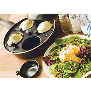 Fox Run Non-Stick Poaching, 13.5" x 8" Egg Poacher and Fry Pan, Black