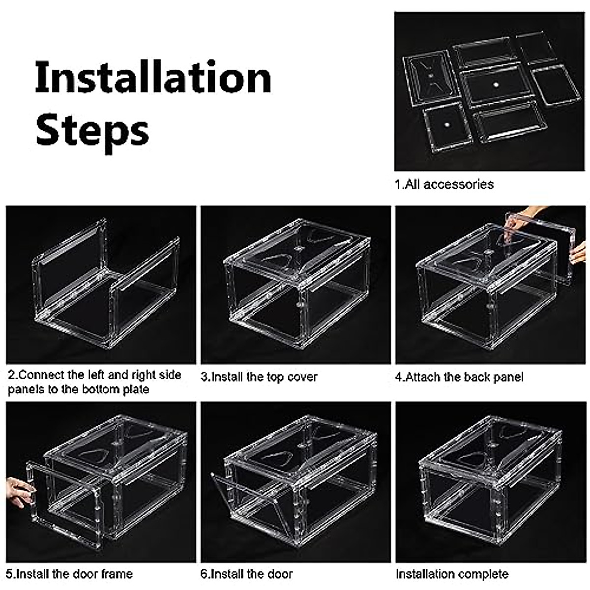 SIMPLGIRL Shoe Box 9 Pack, Clear Acrylic Shoe Boxes, Shoe Storage Boxes, Foldable Shoe Box, Shoe Organizer Box with Magnetic Door Fits Up to Size 14