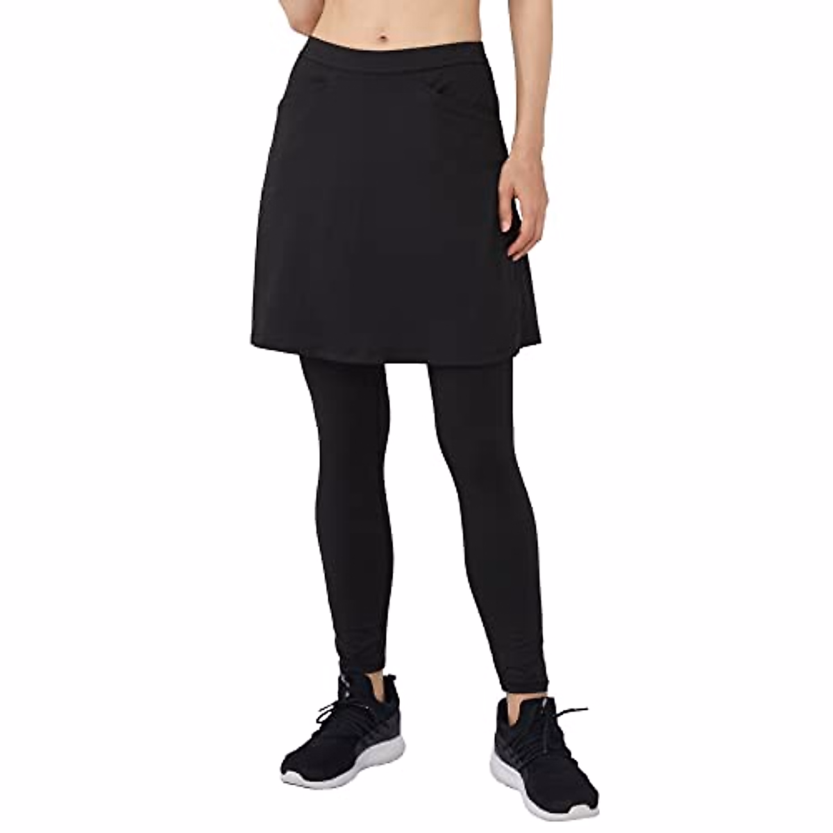 alvon Women Knee Length Skirts with Leggings Modest Skirt with Leggings Golf Skirt with Leggings Athletic Skort with Leggings Black L