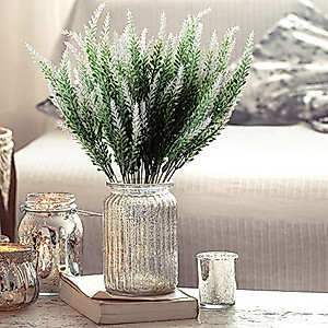 TYEERDEC Artificial Flowers 6 Bundles Lavender Bouquet for Wedding Home Office Decoration - White