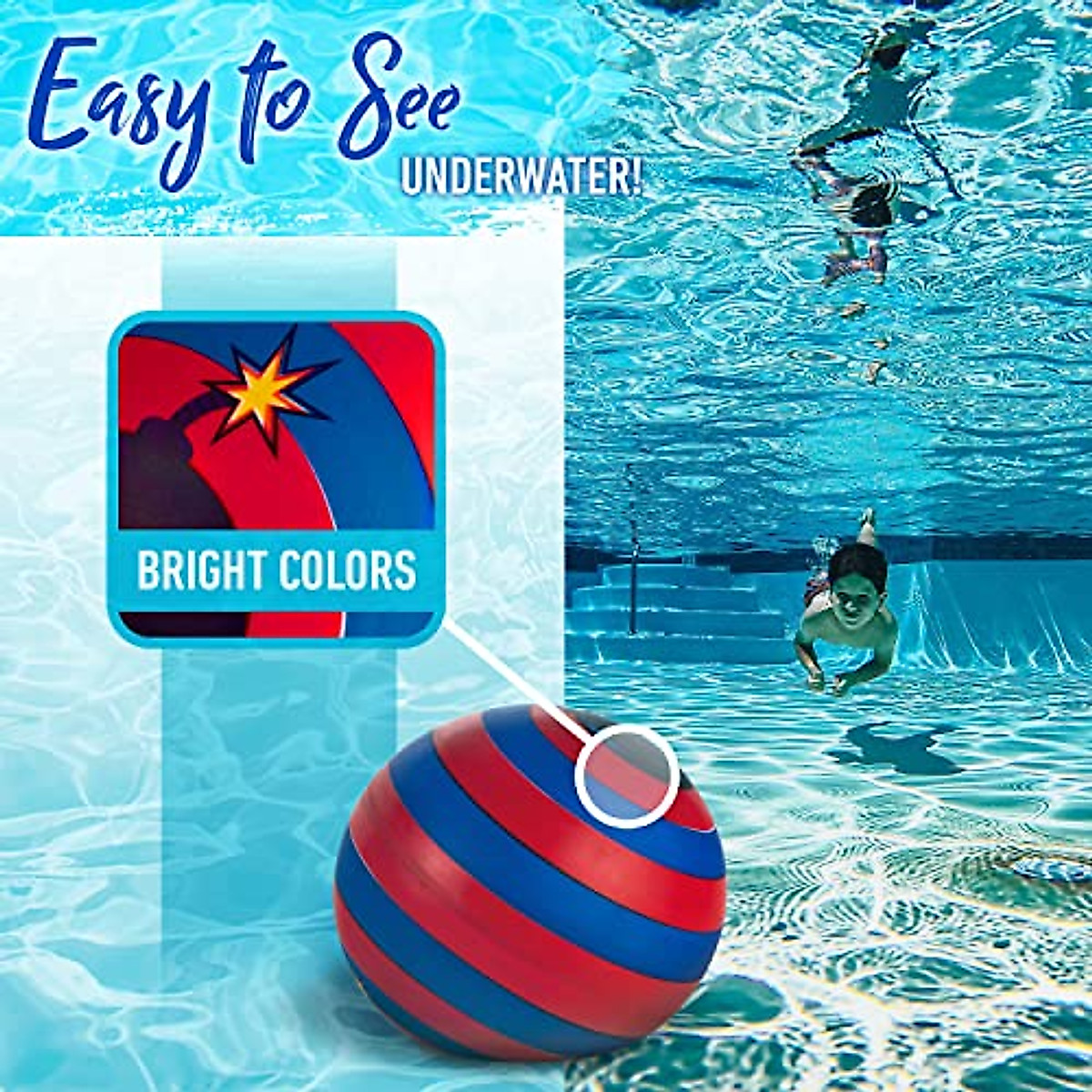 Franklin Sports Cannonball Water Ball - Underwater Pool Ball Toy - Dribble, Bounce and Pass Under Water - Fun Summer Pool Toy for Kids + Teens - 9" PVC Pool Ball for Underwater Pool Games