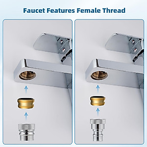 iFealClear Dishwasher Faucet Adapter, Faucet Adapter for Portable Washer, Portable Dishwasher Snap Aerator Adapter, 55/64-27 Female and 15/16-27 Male Thread for Kitchen/Bathroom/Rvs, Chrome-2 Pack