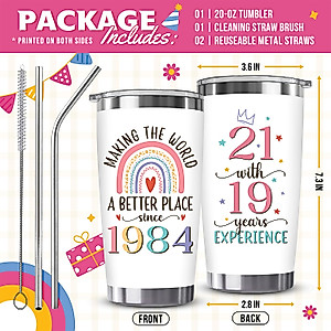 ZAGKOO 40th Birthday Gifts Women - 40th Birthday Decorations Woman, Man - 40 Year Old Gifts Unique Ideas, Making World Better Since 1984 Cool 40th Birthday - Funny Happy Turning 40-20oz Tumbler Cup