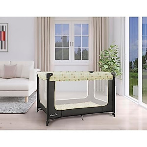 Dream On Me Zodiak Portable Playard in Grey, Lightweight, Packable and Easy Setup Baby Playard, Breathable Mesh Sides and Soft Fabric - Comes with a Removable Padded Mat
