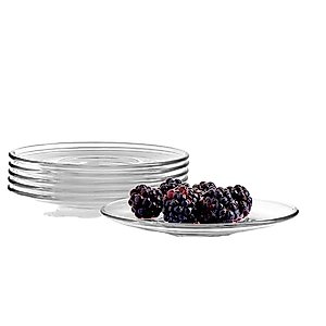 Pasabahce Premium Clear Glass Plate Saucers Set of 6, Safe in Microwave, Great for Servicing Cookies, Snacks, Fruits, Coffee, and Tea Cups, Housewarming Idea