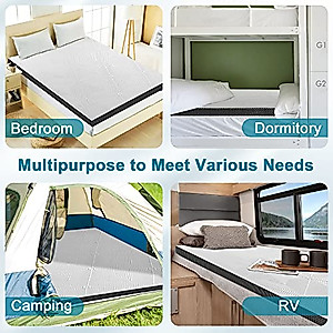 Elviros 3 Inch Gel Memory Foam Mattress Topper Full Size, Adjustable Cooling Bed Topper for Back Pain, Dual Layer Mattress Pad with Removable Cover (Full, Dark Grey)