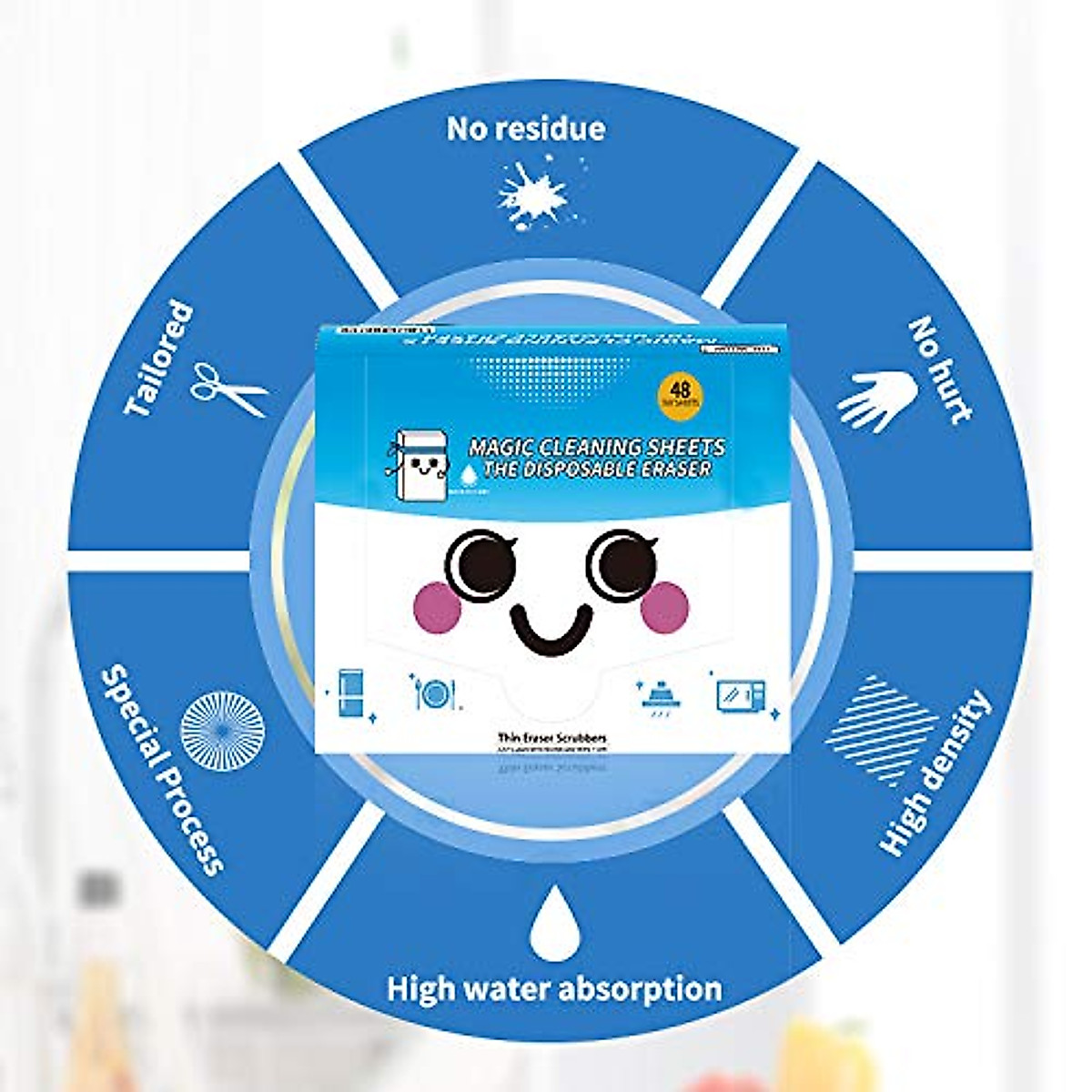 Dr.WOW 48 Count Magic Cleaning Sheets,The Disposable Thin Magic Sponge Eraser Wipes - Universal Cleaner