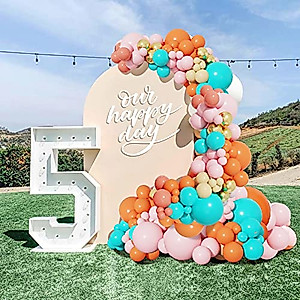 RUBFAC 134pcs Pastel Balloons Garland Kit Coral Balloons Turquoise Balloons Gold Metallic Balloons, bride balloons for Baby Shower Girls Birthday Weeding Anniversary Decorations