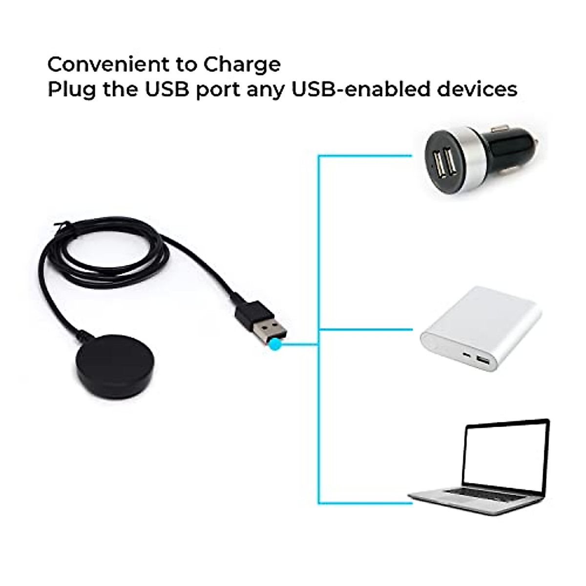 Compatible Samsung Watch Charger for Galaxy Watch 4, Galaxy Watch 3, Samsung Smart Watch Active 2 by ElloGear - USB Wireless Charging Dock Replacement Adapter Stand Classic Charge - Black