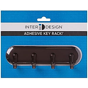 iDesign York Self Adhesive Plastic Key Rack, 4-Hook Organizer for Kitchen, Mudroom, Hallway, Entryway, 1.5" x 7" x 5.5" - Bronze