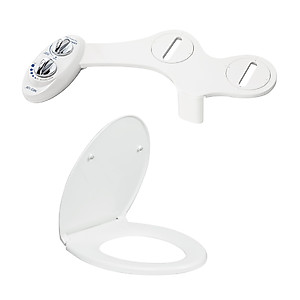 LUXE Bidet NEO 120 White and Elongated Toilet Seat Bundle