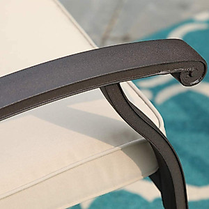 PHI VILLA Outdoor Swivel Rocker Patio Dining Chairs Set of 2 Cast Aluminum Extra Wide Furniture Chair with Cushion