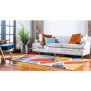 Unique Loom Positano Collection Coastal Modern Abstract Oceanic Rust Red Area Rug (9' x 12')