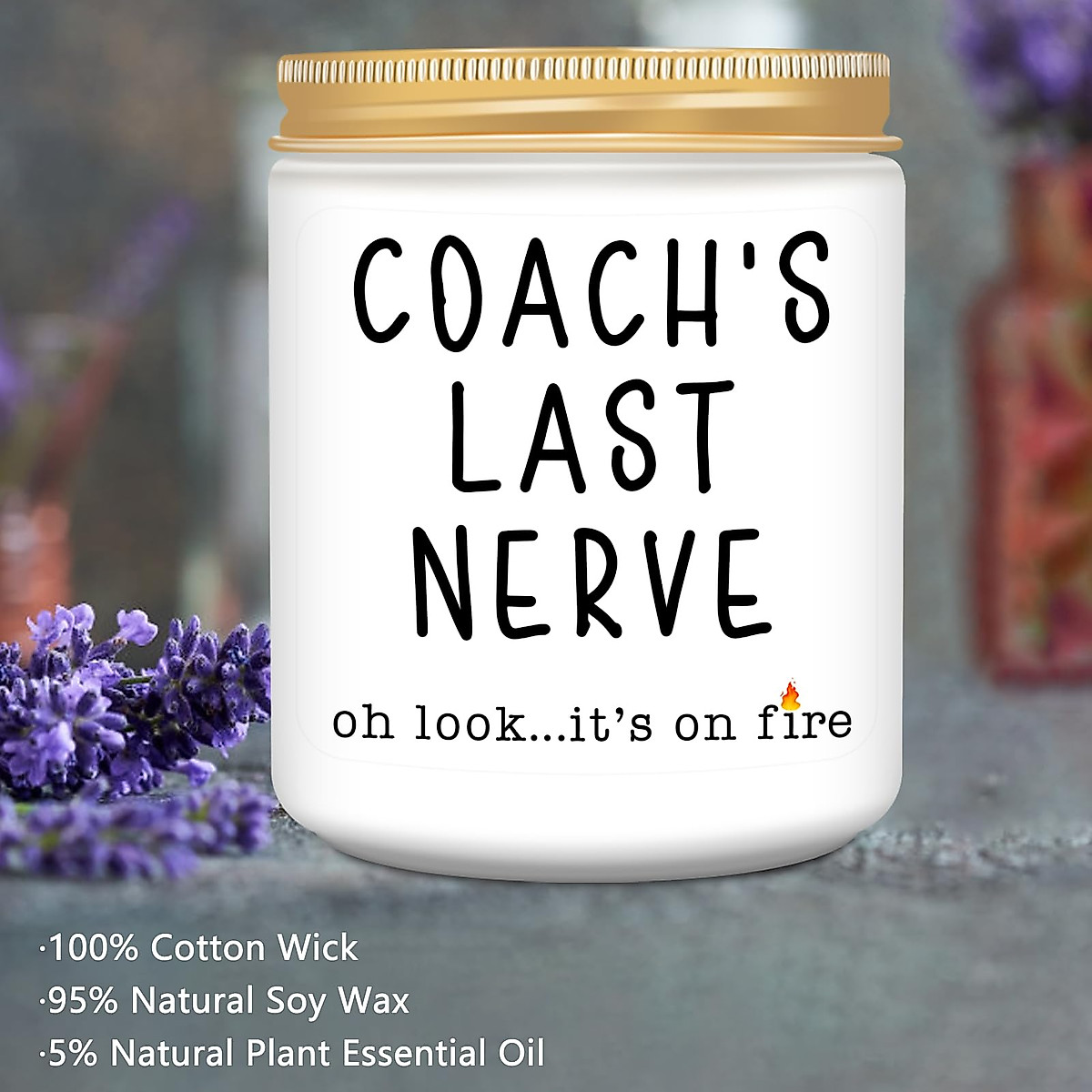 NANOOER Coach Gifts for Women & Men, Appreciation Gift for Baseball, Softball, Cheer, Sports Coaches, Unique Christmas Birthday Gifts for Coach-Coach’s Last Nerve Lavender Scented Candles