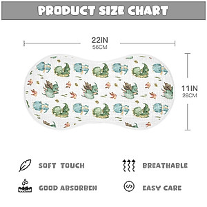 Burbuja Cute Dragon Muslin Baby Burp Cloths, Soft & Absorbent Cotton Burping Rags for Newborn Boys & Girls, 2 Pack