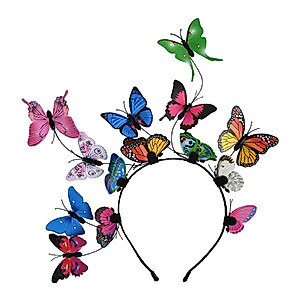 DEEKA Butterfly Headbands Fascinators Hat Costume Crown Colorful Handmade Headpiece for Women and Girls - P-Multi