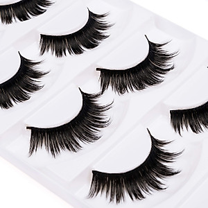 Wleec Beauty False Eyelashes, Dramatic Strip Lashes Pack Handmade Thick Fake Eyelashes Black (F36, 15 Pairs/3 Pack)