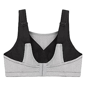 Full Figure Plus Size Custom Control Sports Bra Wirefree #1166 Black/Grey 46D