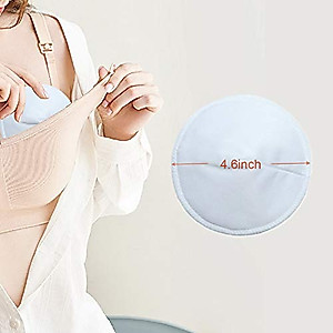 Jakuva 16 Pack Organic Bamboo Nursing Nipple Pads with Laundry Bag, Reusable Nursing Bra Pads, Ultra Soft, Leak-Proof, Washable Nipplecovers for Breast Feeding (Medium, 3.9")