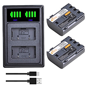 Pickle Power 2Pcs NB-2L NB-2LH Battery and LED Dua Charger for Digital Rebel XT XTi PowerShot G7 G9 S70 S80 S60 S50 S30 S40 S45 DC420 DC410 EOS 400D 350D VIXIA HF R10 Elura 40 50 60