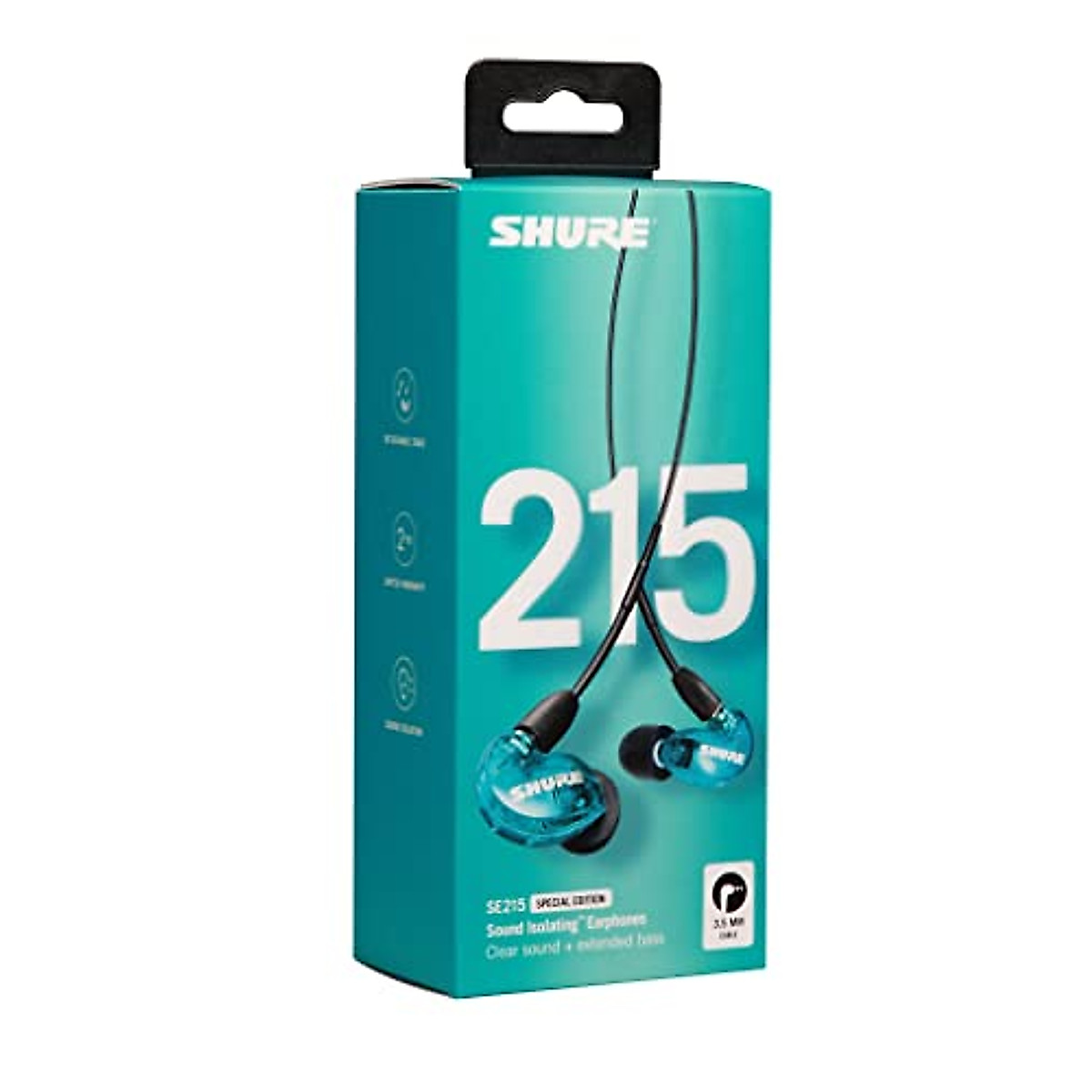 Shure SE215 PRO Wired Earbuds - Professional Sound Isolating Earphones, Clear Sound & Deep Bass, Single Dynamic MicroDriver, Secure Fit in Ear Monitor, Plus Carrying Case & Fit Kit - Blue (SE215SPE)