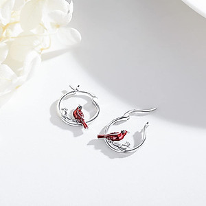 Cardinal Earrings Sterling Silver Hypoallergenic Hoop Earrings for Sensitive Ears Cardinal Jewelry Gifts for Women