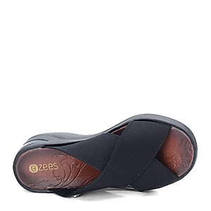 BZees Women's Desire Sandal, black stretch fabric, 8.5 M US