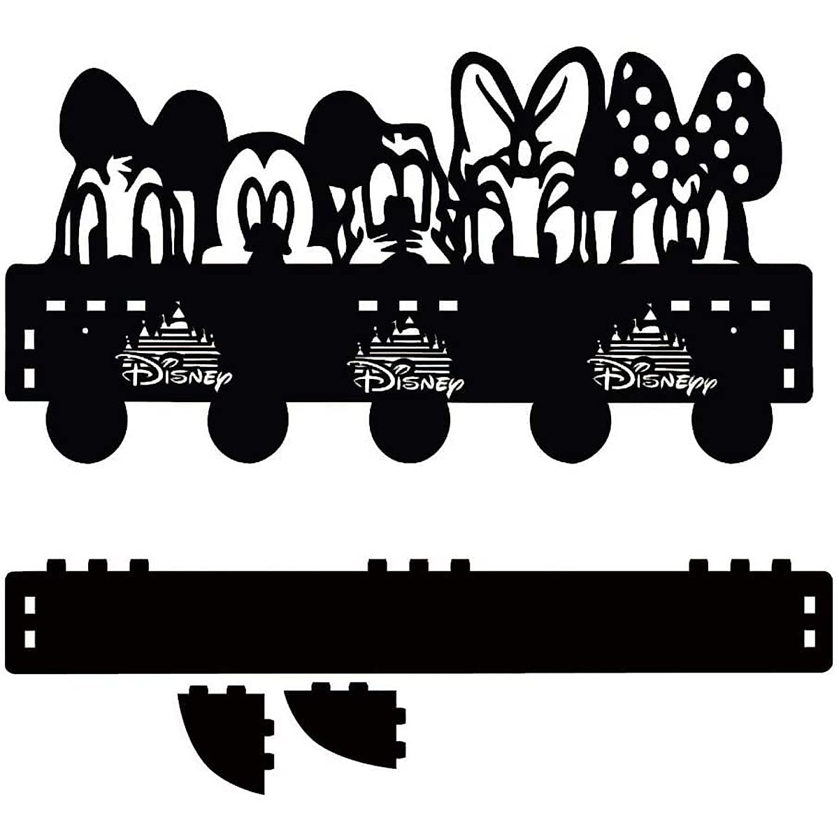 deksu Disney Cartoon Characters Animals Art Wall Mounted Decorative Coat Hooks (Mickey Mouse 5 Hooks Black) , Farmhouse Mounted Coat Rac