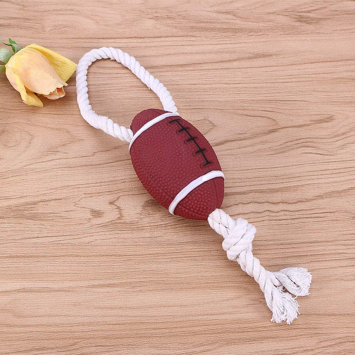 GAOF Dog Ball Toy Fun Squeaky Rugby Football with Natural tug Rope Premium pet Toy pet Supplies