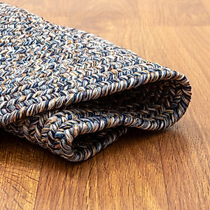 Super Area Rugs Rustic Farmhouse Living Indoor/Outdoor Reversible Braided Rug - Made in USA - Blue Mix 4' X 6' Oval