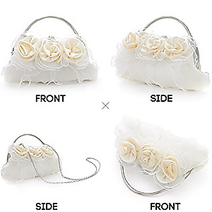 Yokawe Rose Floral Clutch Purses for Women Satin Evening Bag Bridal Wedding Party Prom Handbags