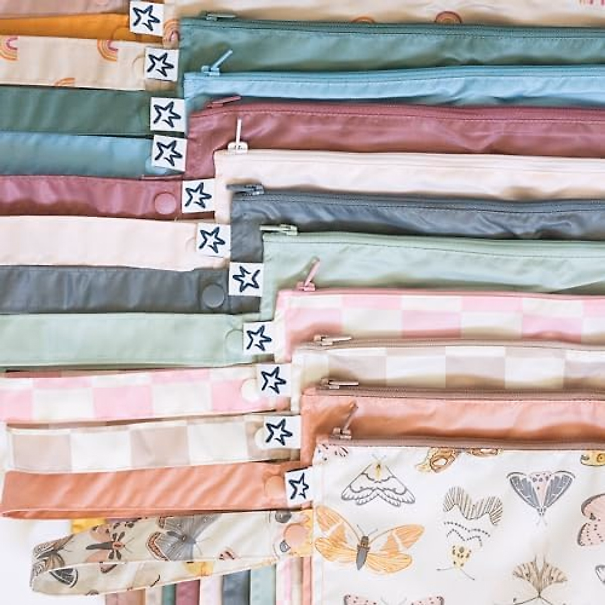 Tiny Twinkle Mess-proof Wet Bags 2 Pack Waterproof and Washable Bag for Travel storage, Stroller, Daycare, Baby Diapers, Yoga, Beach, Pool, Wet Toddler Swimsuits (Slate, Olive)