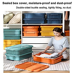 Easy Move Groceries Organizer Plastic Storage Bins Baskets for Clothes Shoes Blankets,Under Bed Lidded Storage Bins,Large Capacity Storage Box Containers with Wheels-Yellow 11l(11x9x6.6inch)