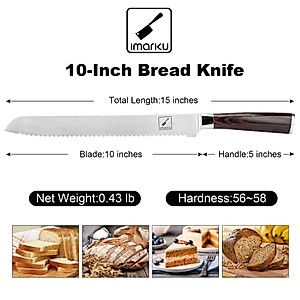 imarku Bread Knife, German High Carbon Stainless Steel Professional Grade Bread Slicing Knife, 10-Inch Serrated Edge Cake Knife, Bread Cutter for Homemade Crusty Bread