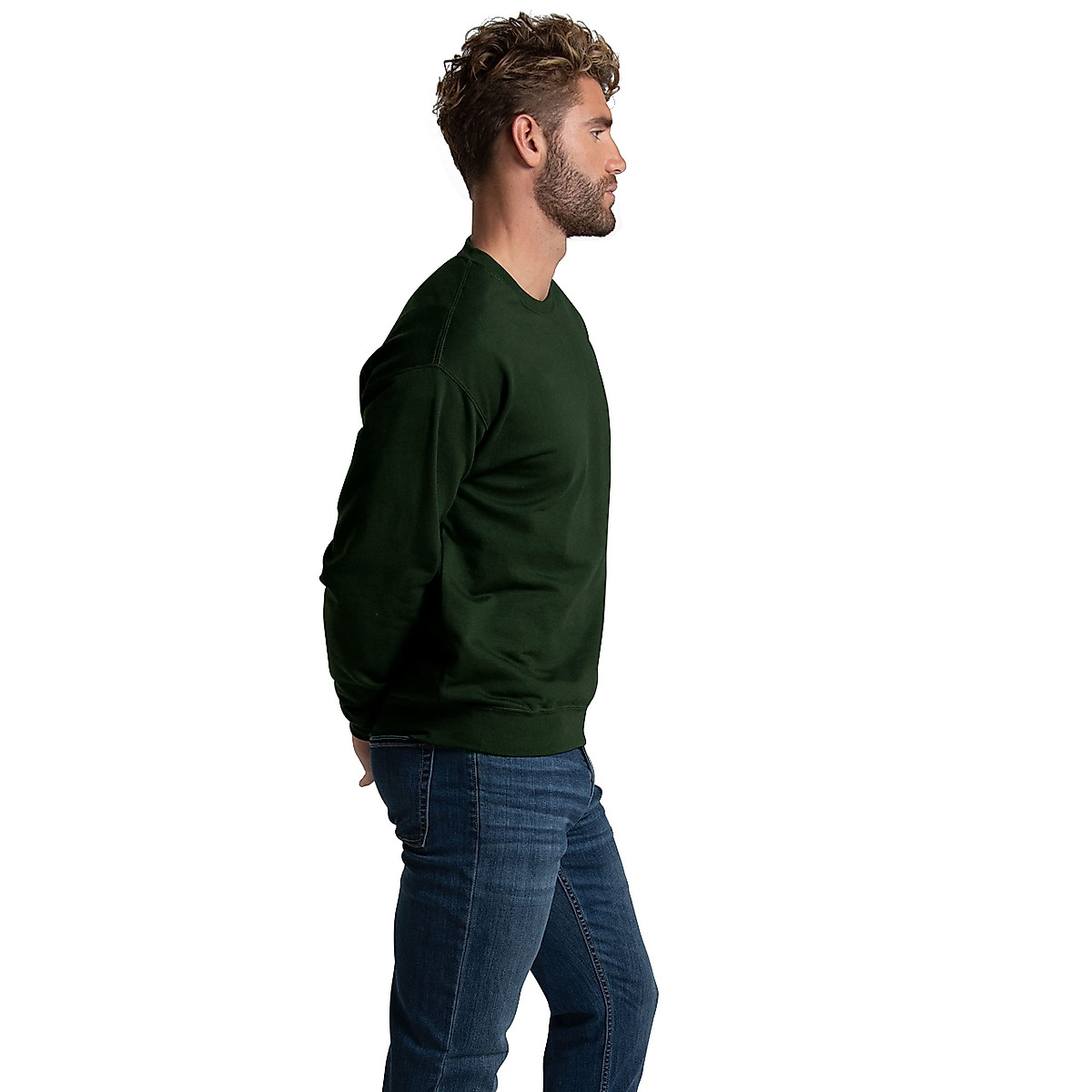 Fruit of the Loom Men's Eversoft Fleece Crewneck Sweatshirts, Moisture Wicking & Breathable, Sizes S-4X, Duffle Bag Green, 3X-Large