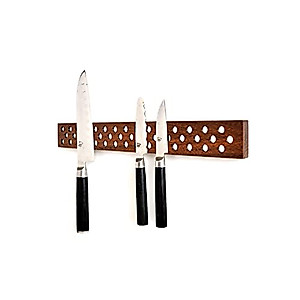 Magnetic Wooden Knife Bar Holder Strip, Cherry or Walnut, 12, 16, 20, or 24 Inch (16 Inch, Walnut)