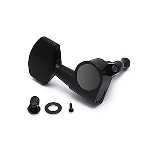 Metallor Sealed String Tuning Pegs Tuning Keys Machines Heads Tuners 6 In Line Right Handed Electric Guitar Acoustic Guitar Parts Replacement Black.
