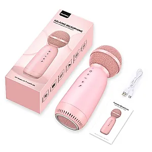 Aokeo Wireless Microphones Bluetooth Speaker, Wireless Karaoke Mic for Kids Children Mic for Singing Portable Karaoke Machine Mic,Home Birthday Party(Pink)