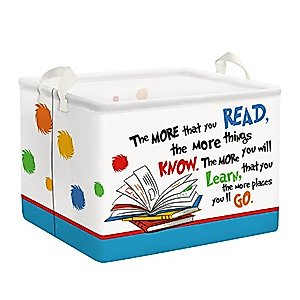 Clastyle Collapsible Cartoon Book Reading Storage Baskets Waterproof Rectangle Toys Storage Bins for LivingRoom, 15.7 * 11.8 * 11.8 in
