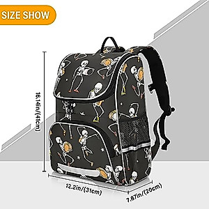Sletend Large Capacity Printing Student Shoulder Bag for Children Teenagers Halloween Skeleton Laptop Bag School Bag for Work School, Men's and Women's Travel Backpack