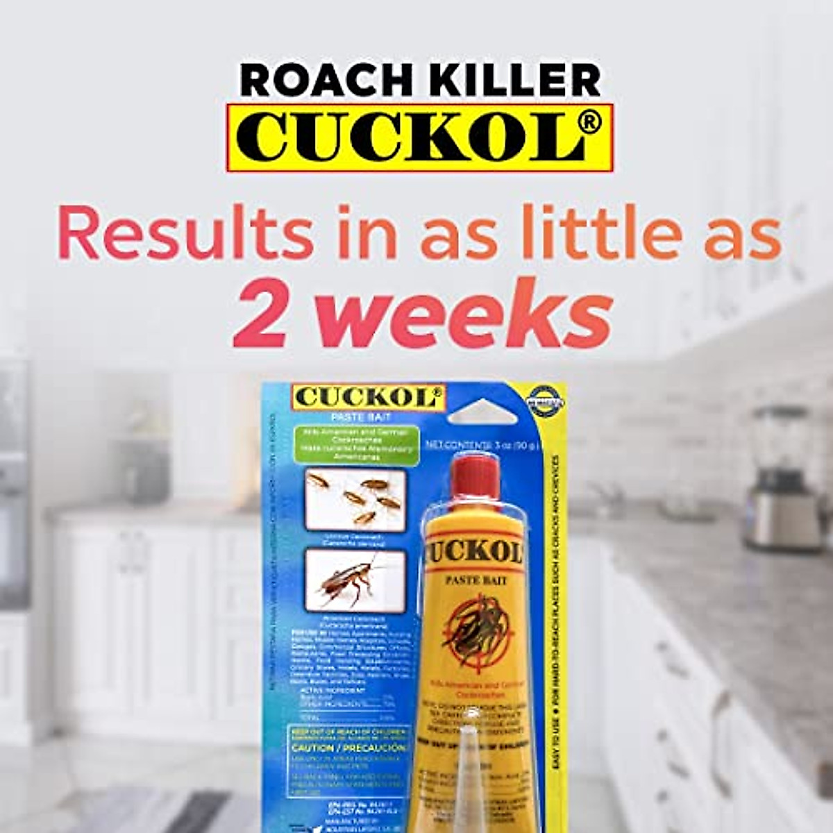 Cuckol Bait Ready to use, Kills All Cockroaches Including The German one, odorless, Safe use for People and Pets, Natural attractants Placed in Kitchen and Furniture, Long time Without Cockroaches